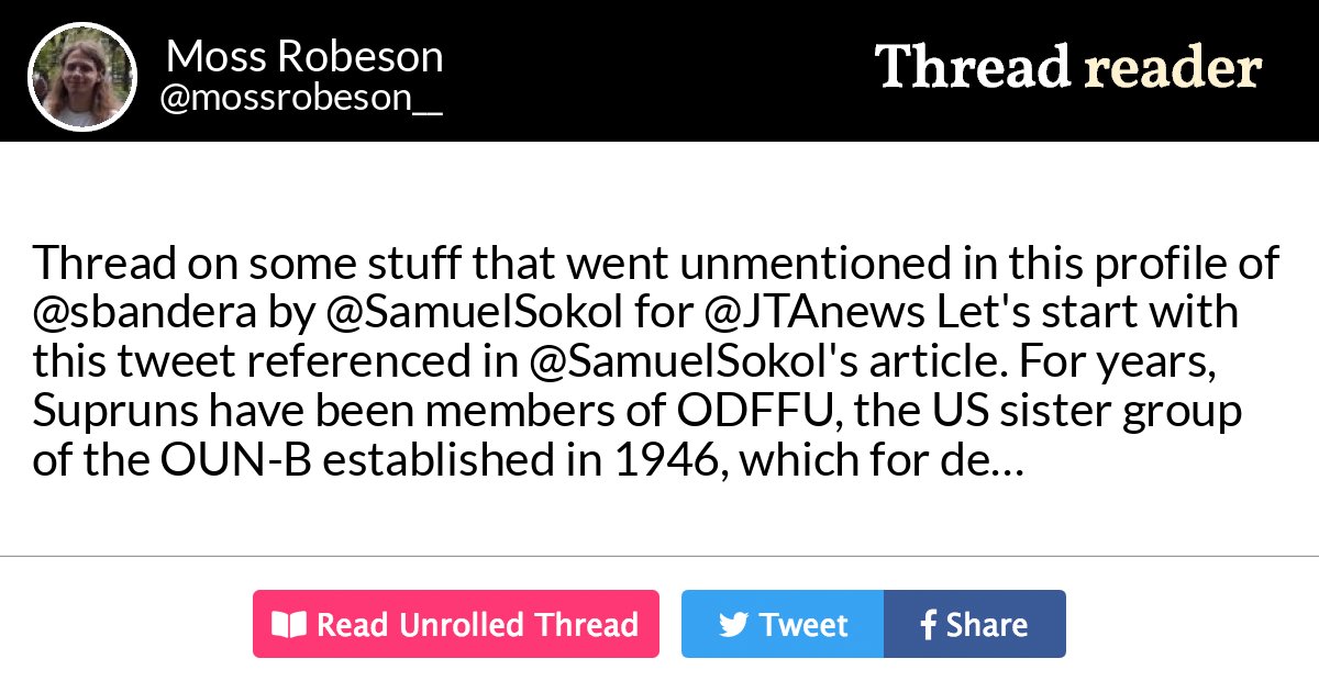Thread by @mossrobeson__: "Thread on some stuff that went unmentioned in this profile of ...