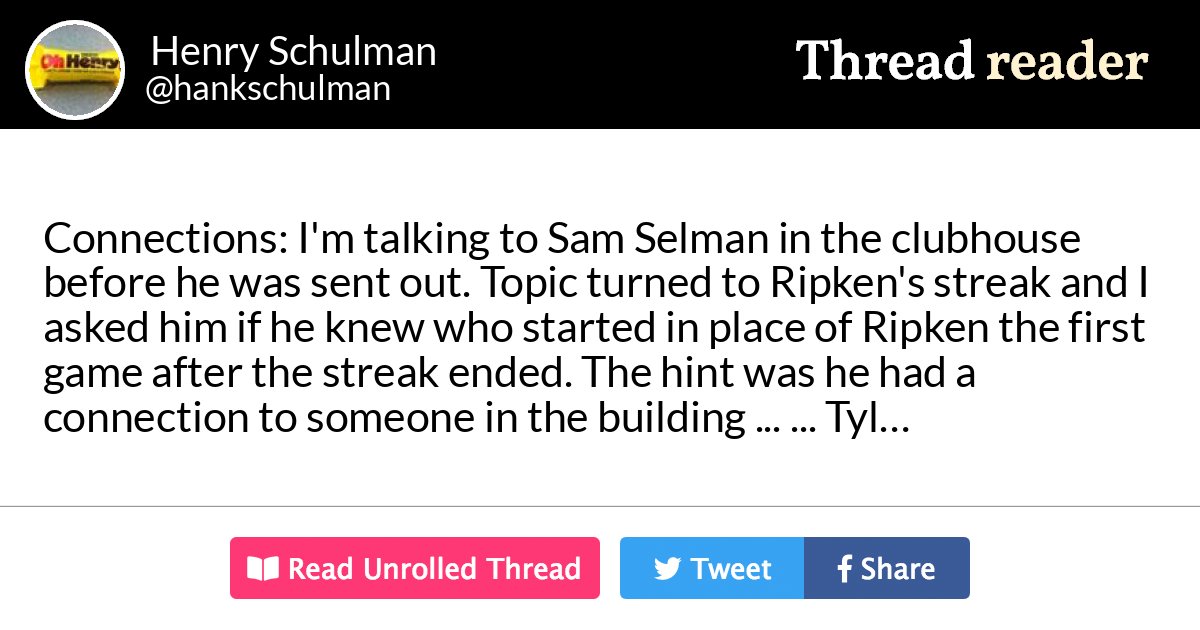 Thread by @hankschulman: Connections: I'm talking to Sam Selman in the ...