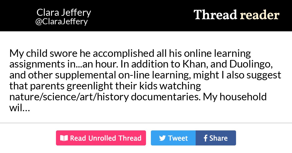 Thread by @ClaraJeffery: My child swore he accomplished all his online learning assignments in ...