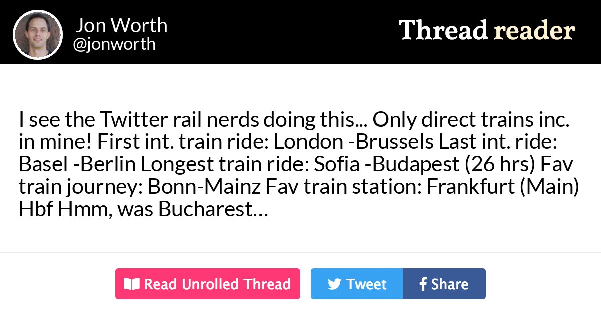 Thread by @jonworth: I see the Twitter rail nerds doing this... Only ...