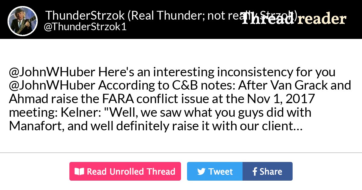 Thread by @ThunderStrzok1: @JohnWHuber Here's an interesting inconsistency for you @JohnWHuber ...