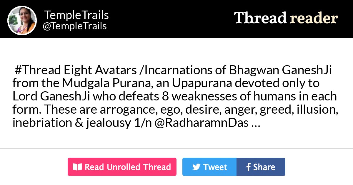 Thread by @TempleTrails: 🕉 #Thread Eight Avatars /Incarnations of ...